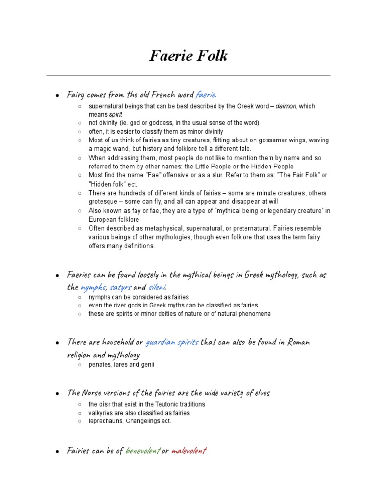 Faerie Folk - Info | PDF | Fairies | Classifications Of Fairies