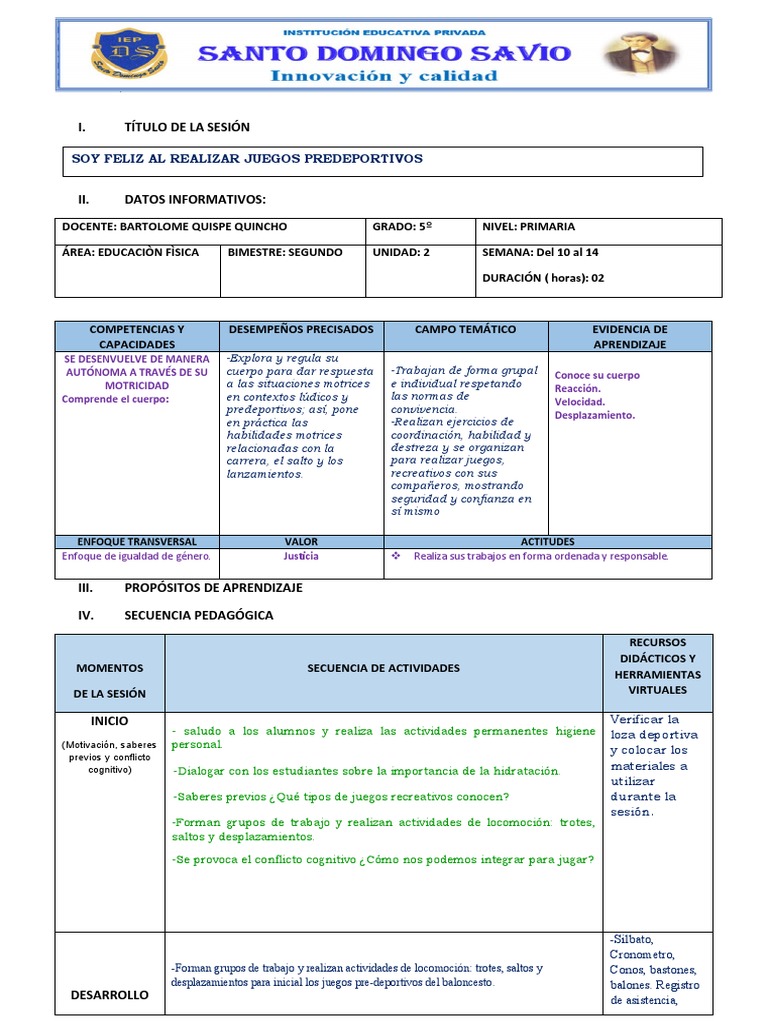 Sesion 5 Grado | PDF