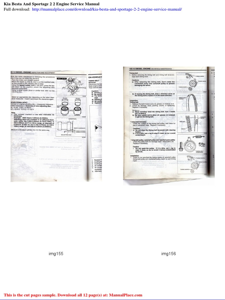 Kia Besta and Sportage 2 2 Engine Service Manual | PDF