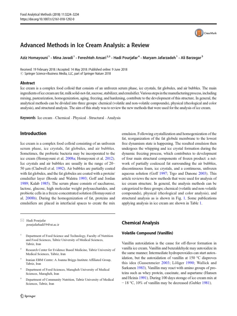 Advanced Methods in Ice Cream Analysis A | PDF