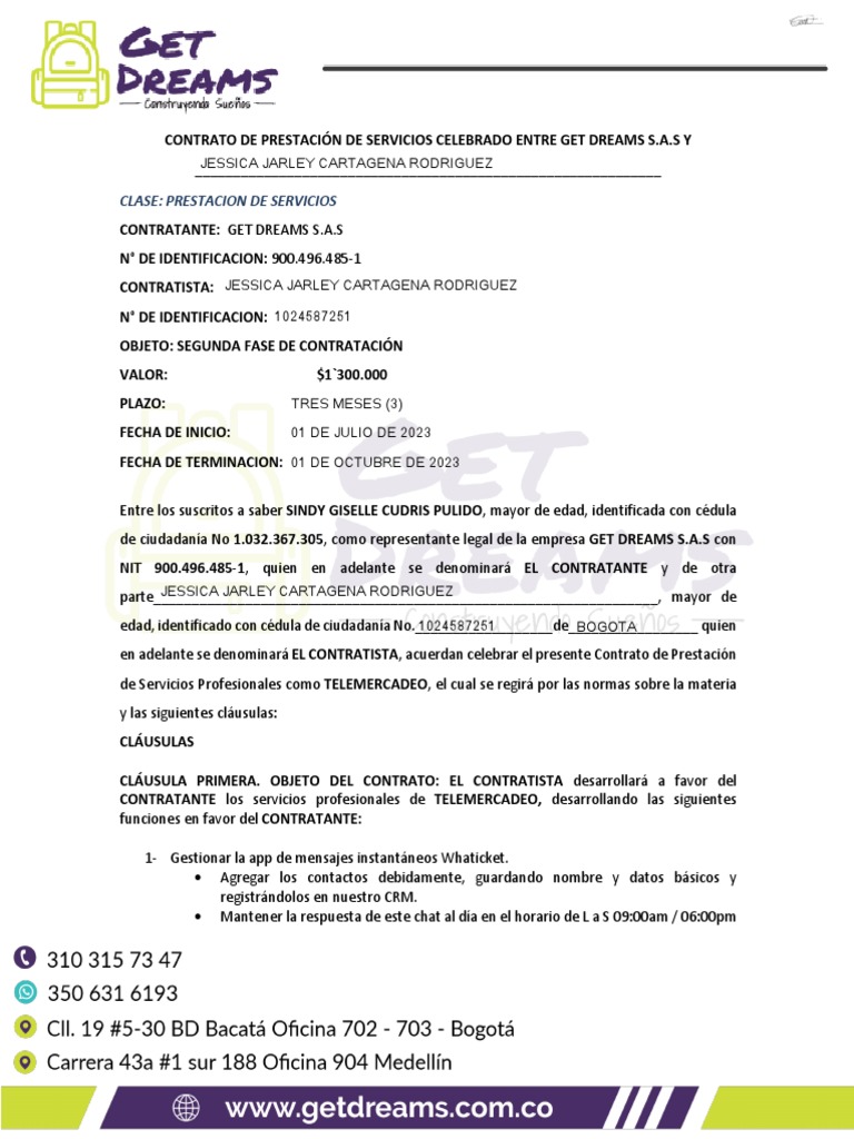 Contrato de Prueba Por 3 Meses | PDF