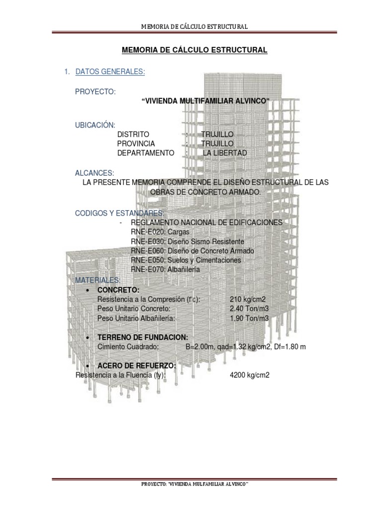 Cálculo Estructural Vivienda Alvinco | PDF | Fundación (Ingeniería ...