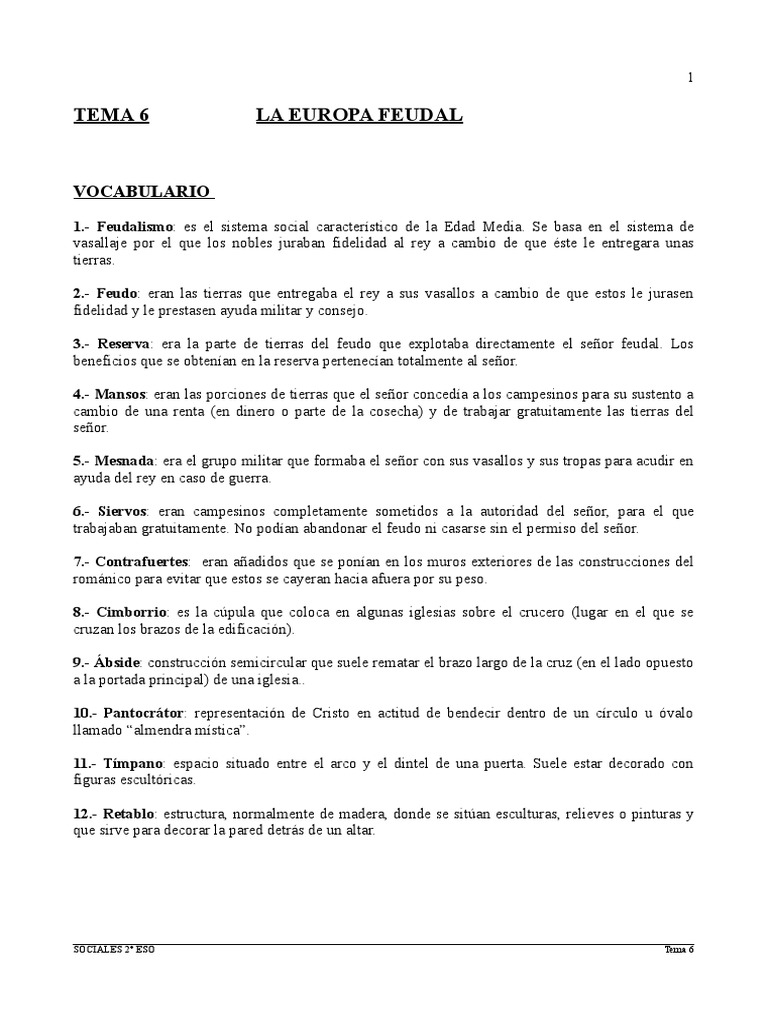 2 Tema 6 | Descargar gratis PDF | Feudalismo | Clero