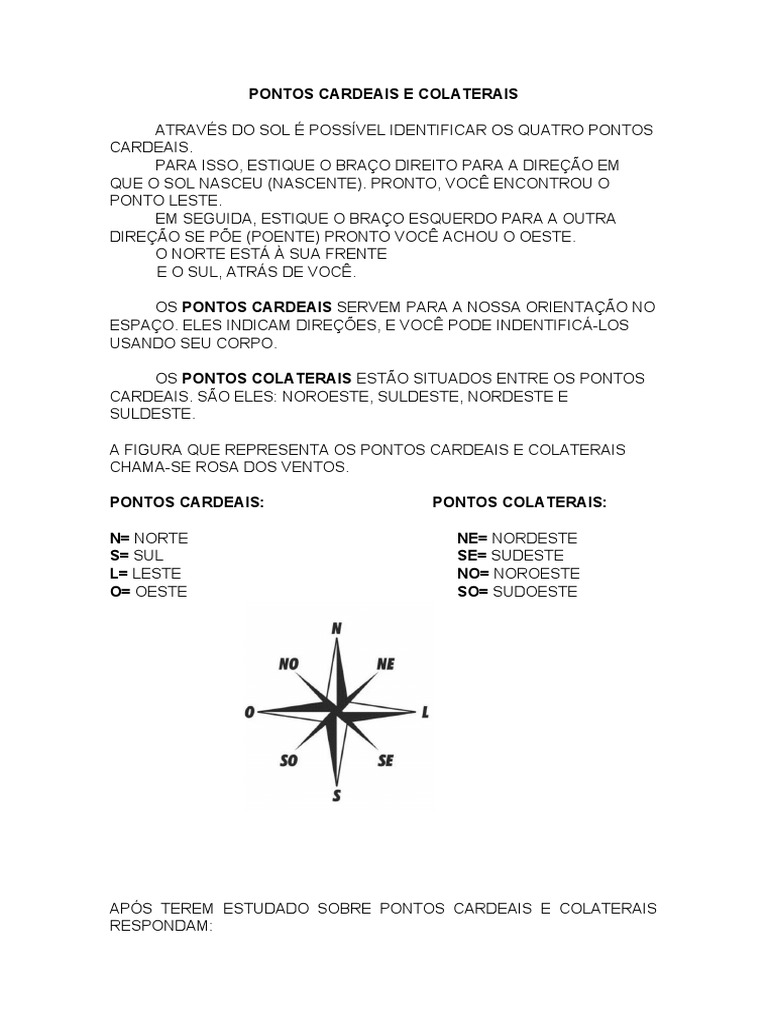 Identificação de Pontos Cardeais e Colaterais | PDF | Artes ...