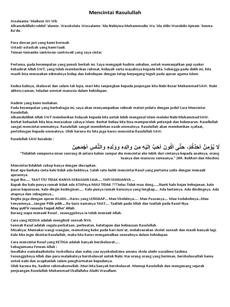 Pidato Cinta Rasul | PDF