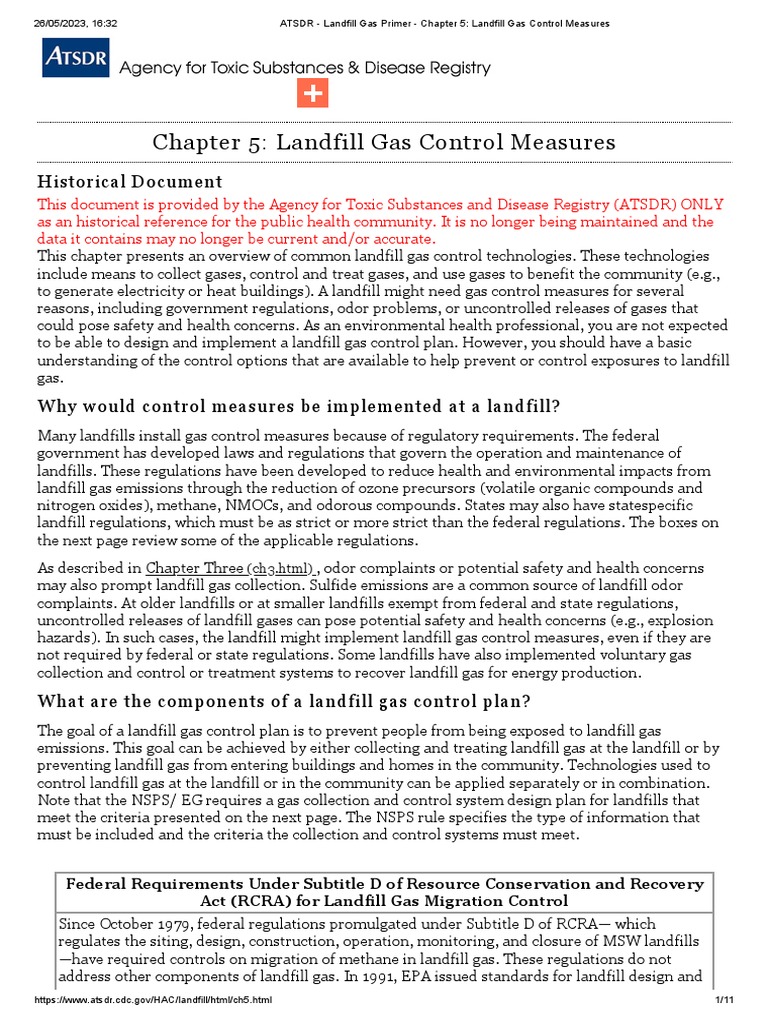 ATSDR - Landfill Gas Primer - Chapter 5 - Landfill Gas Control Measures ...