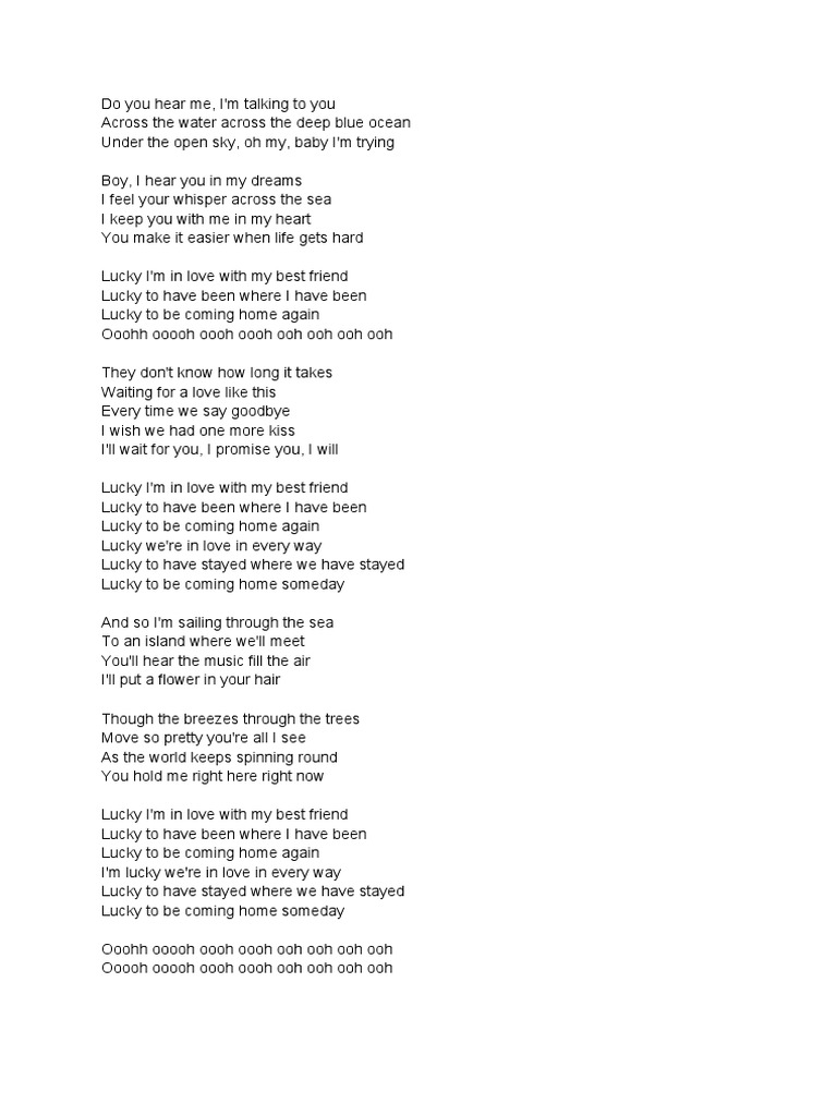 Letra cancion Lucky | PDF