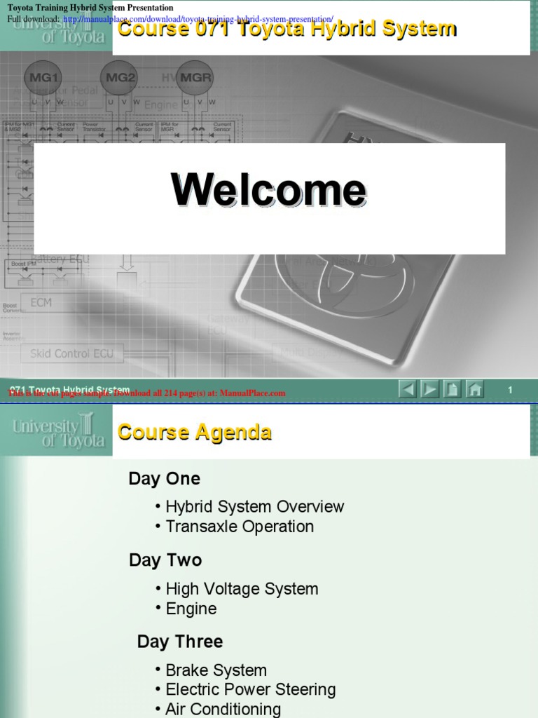 Toyota Hybrid System Training Overview | PDF | Hybrid Electric Vehicle ...