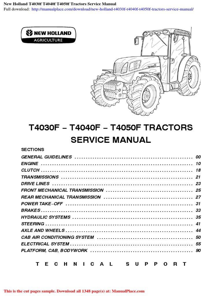 New Holland T4030F-T4050F Service Manual | PDF | Clutch | Mechanical ...