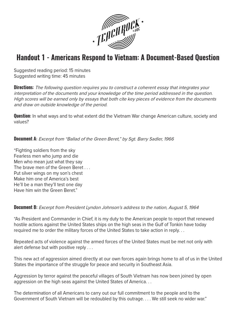 Vietnam DBQ | PDF | Military