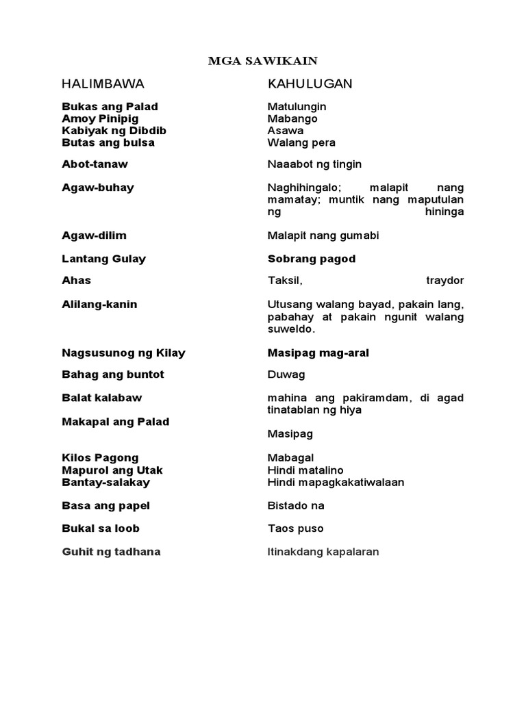 Mga Sawikain | PDF