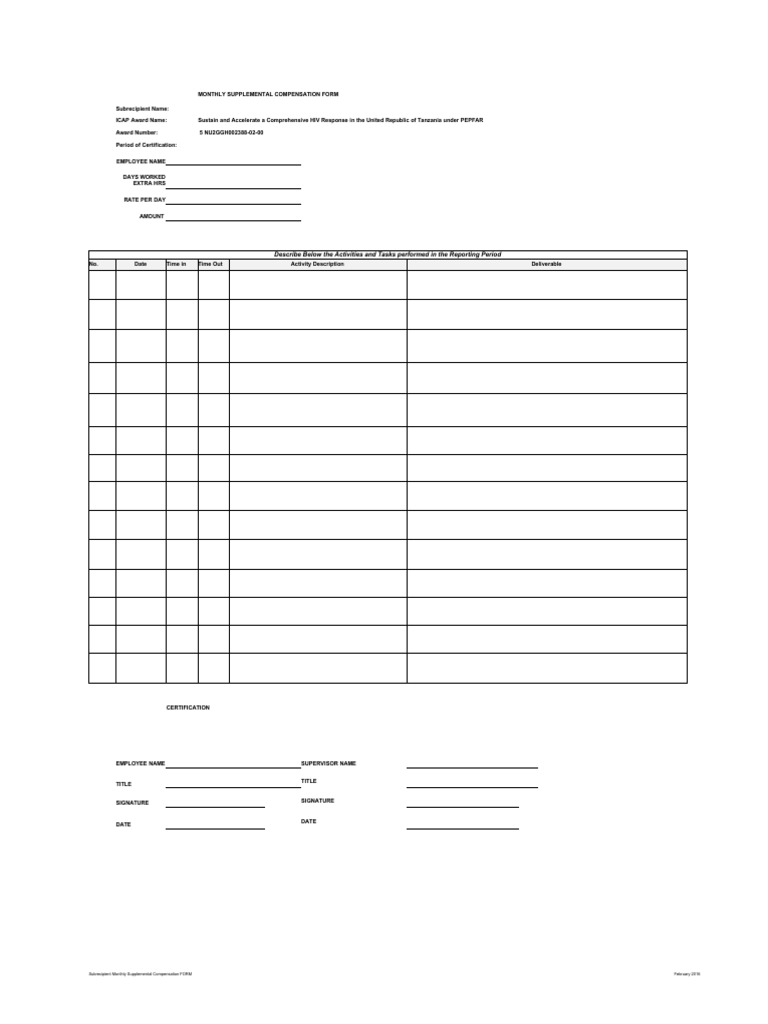 Monthly Forms For Staff Extra Duty - Allowance Claim | PDF