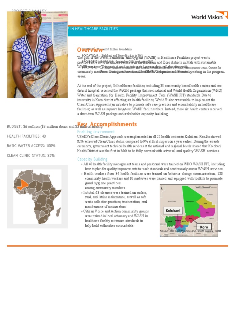 Mali HCF Project | PDF | Wash | Sanitation