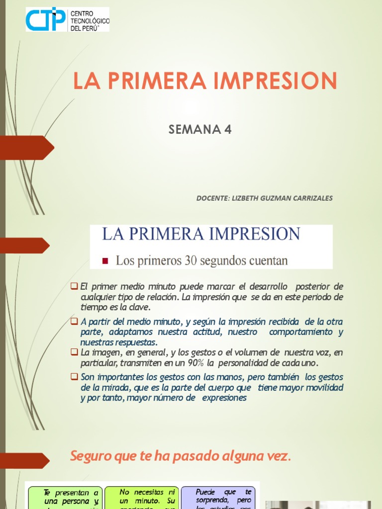 Impacto de la Primera Impresión | PDF | Conceptos psicologicos ...