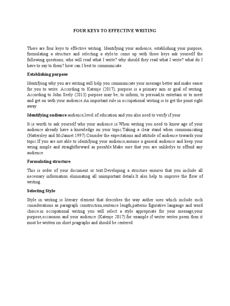 Four Keys To Effective Writing | PDF | Career & Growth