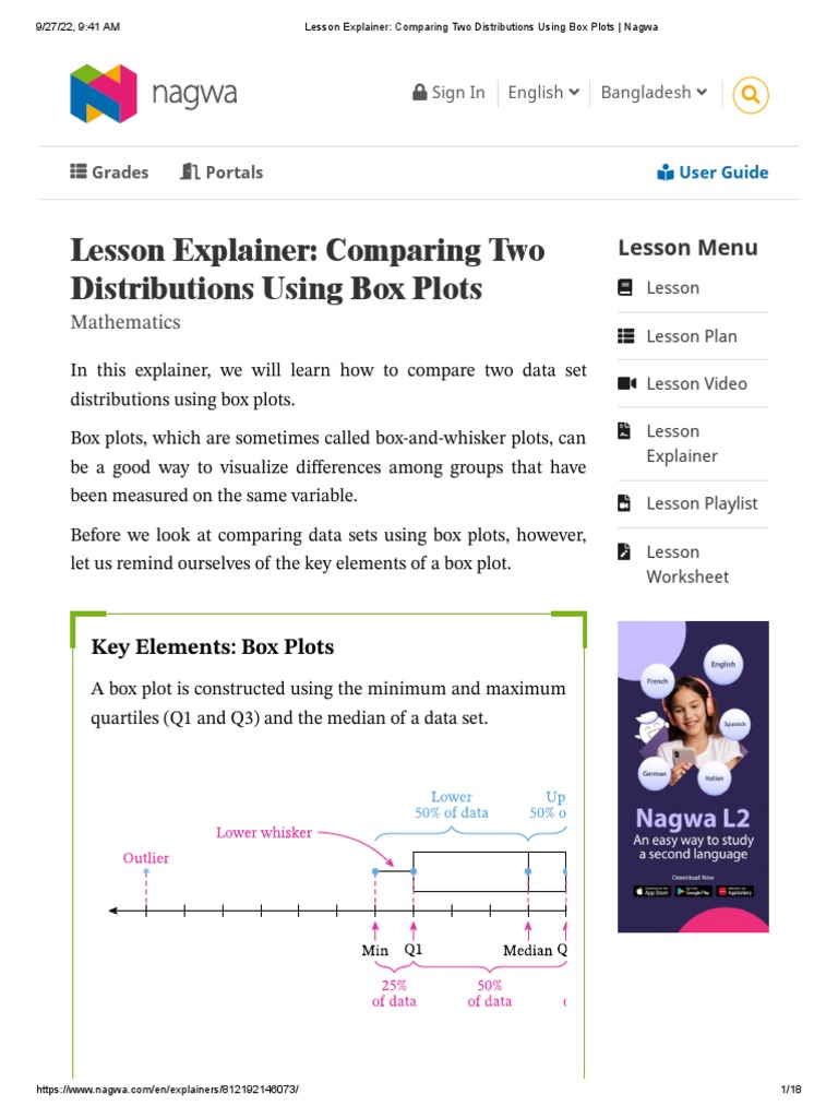 Comparing Two Distributions Using Box Plots | PDF | Statistics ...