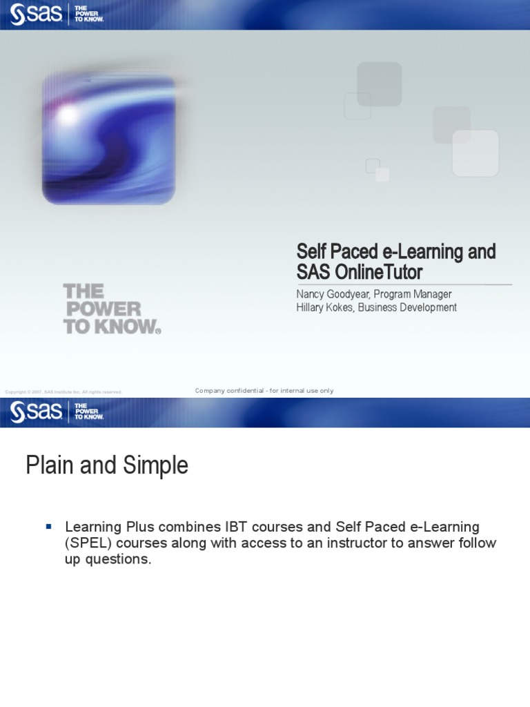 Self-Paced E-Learning and SAS OnlineTutor | PDF | Sas (Software) | Data Mining