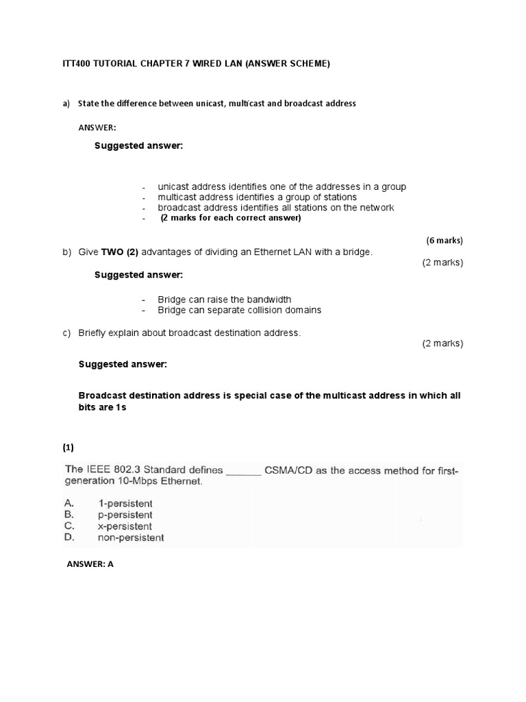 Tutorial Chapter 8 Wired Lan Answer Scheme | PDF