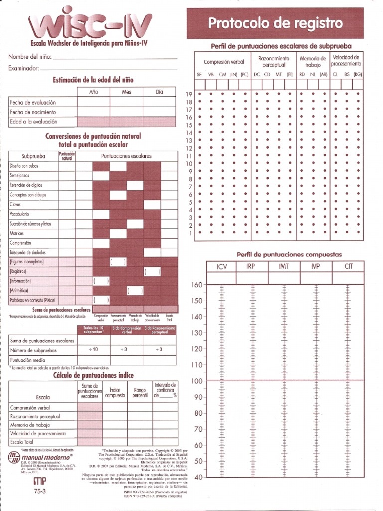 WISC Protocolo | PDF