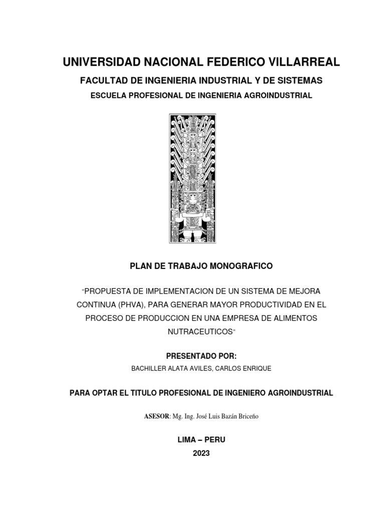Plan de Trabajo Monografico-Carlos Alata | PDF | Calidad (comercial ...