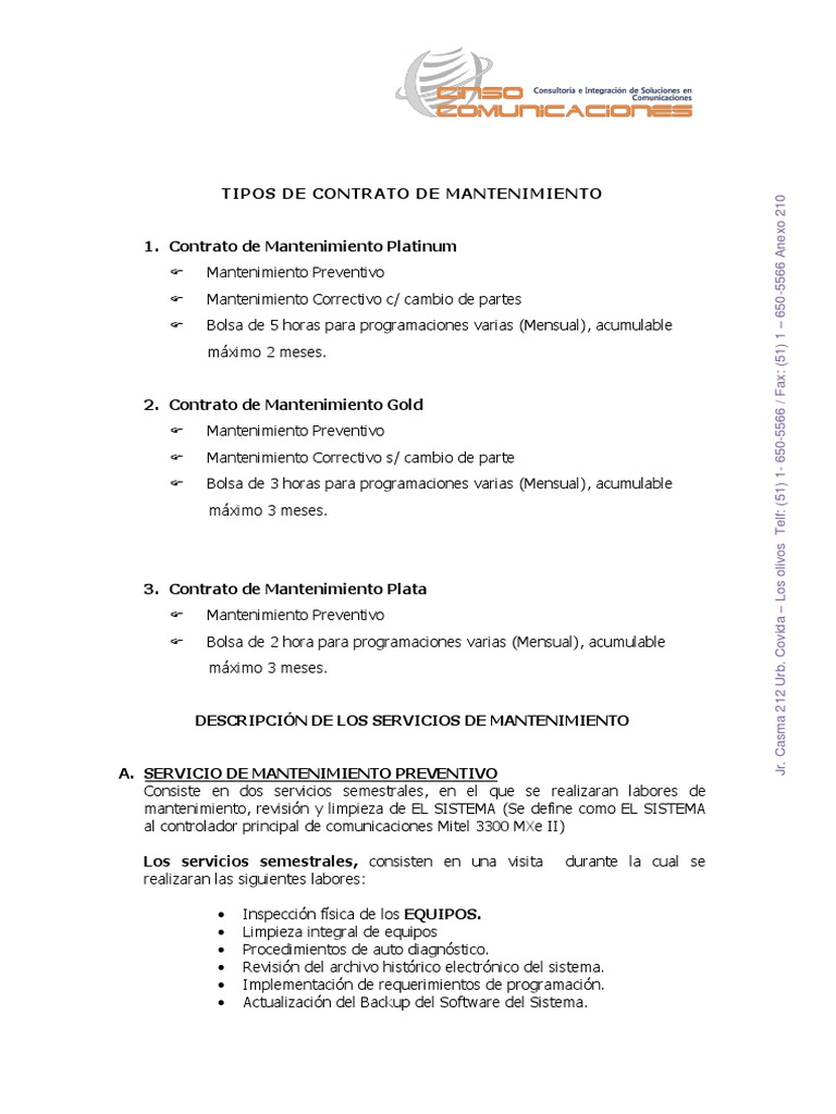 Formato de Servicios - de - Mantenimiento - Centria - Breca | PDF ...