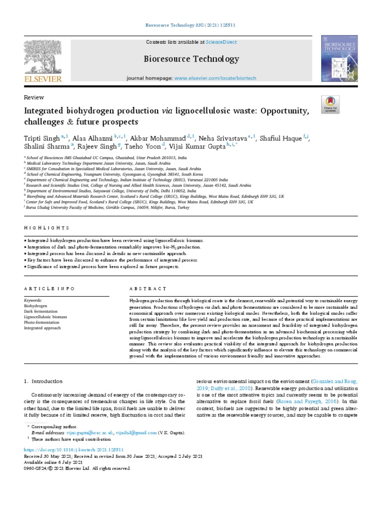 Bioresource Technology | PDF | Biofuel | Fermentation
