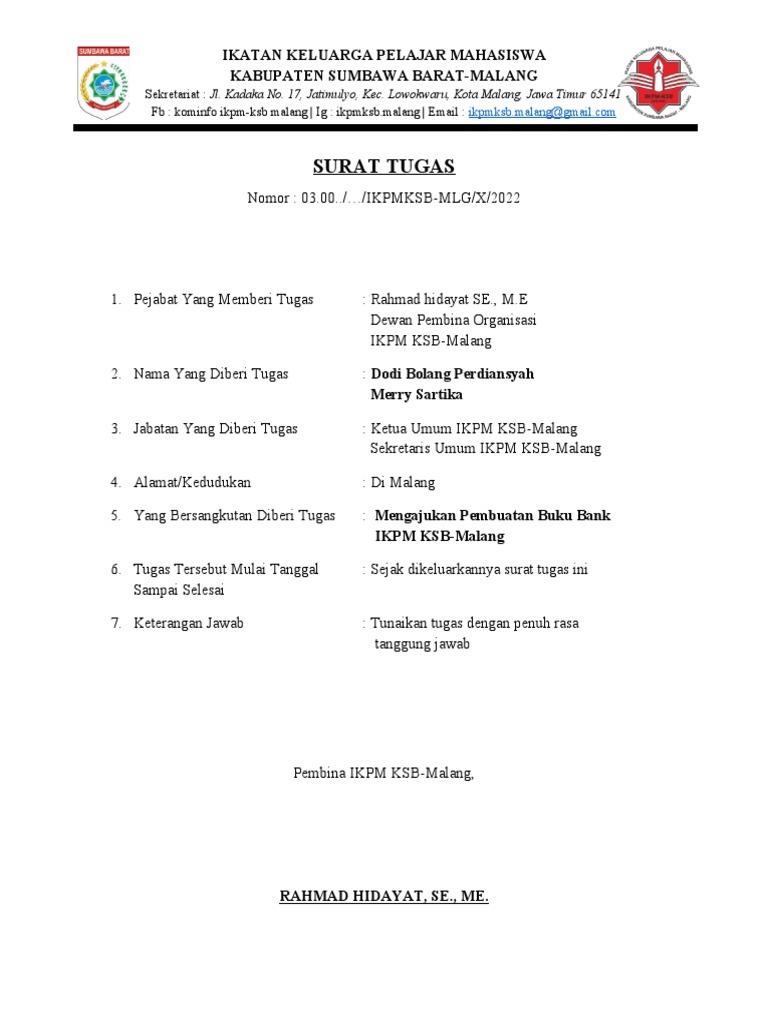 SURAT TUGAS | PDF