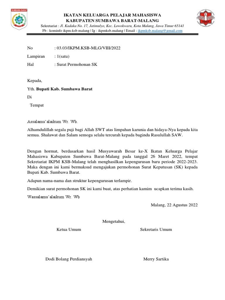 Surat Permohonan SK | PDF