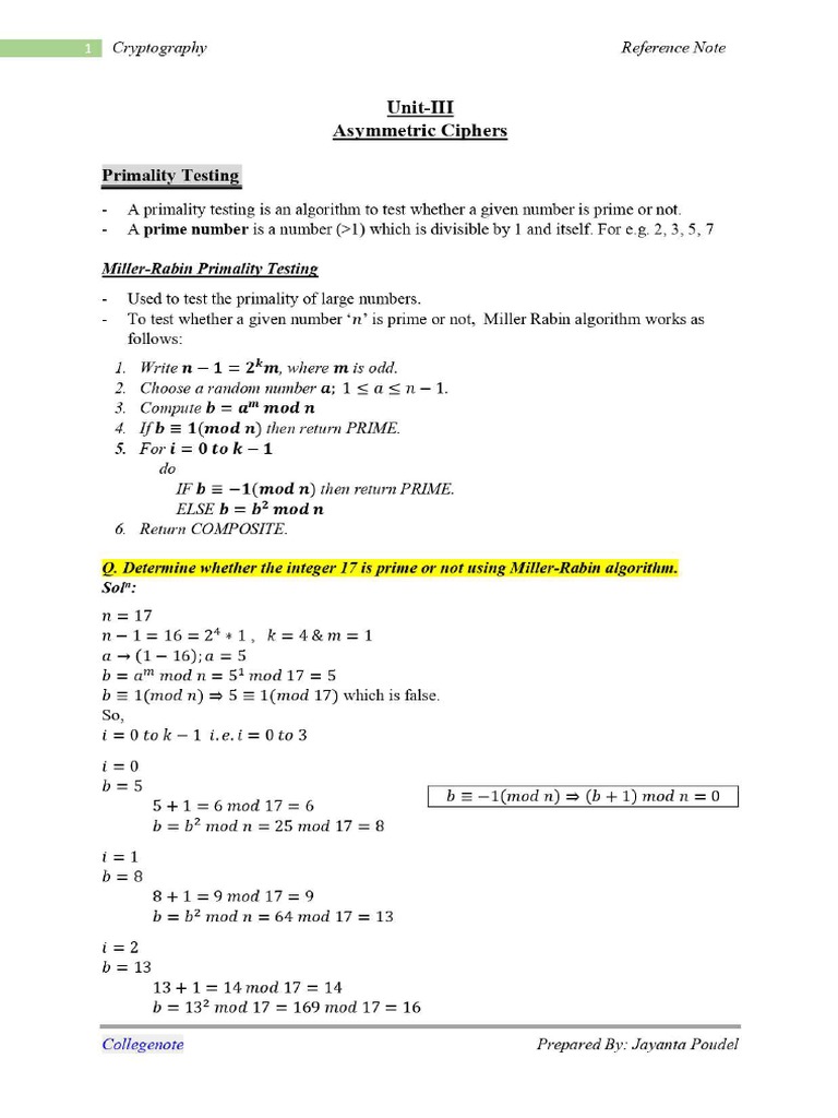 Crypto Unit-Iii CSIT | PDF