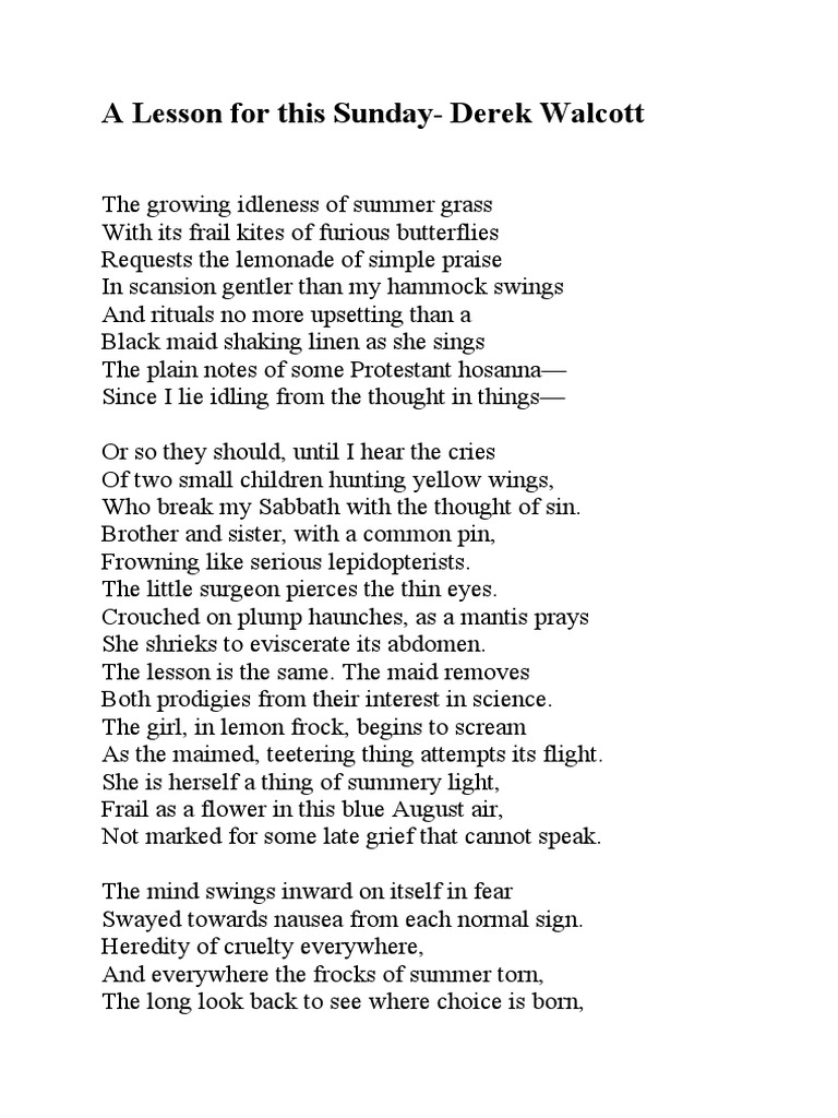 A Lesson For This Sunday | PDF | Poetry