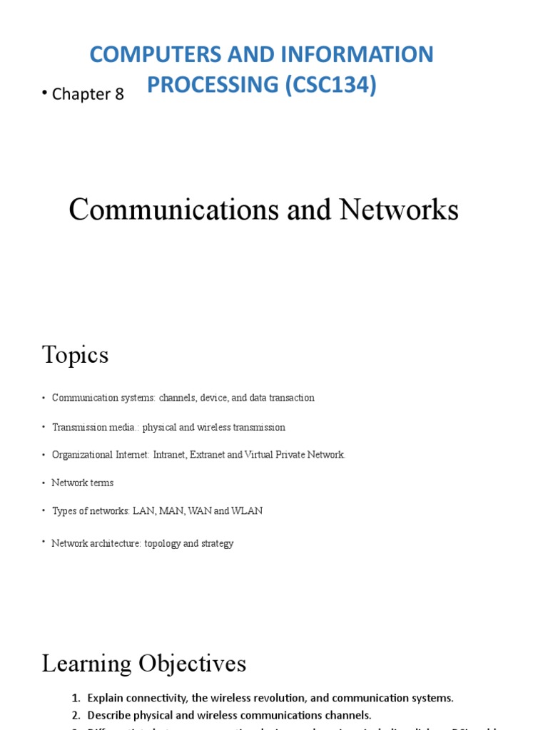 Chapter 8 - Communications and Networks | PDF | Computer Network ...