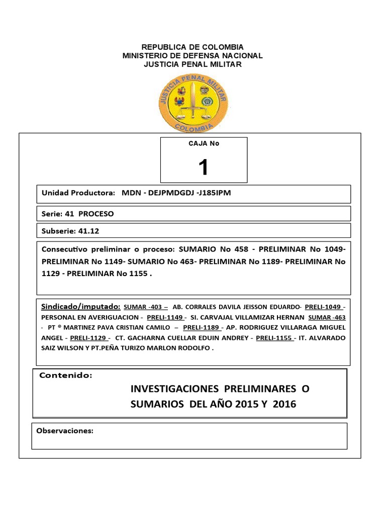 Rotulo Caja Años 2015 y 2016 | PDF | Defensa