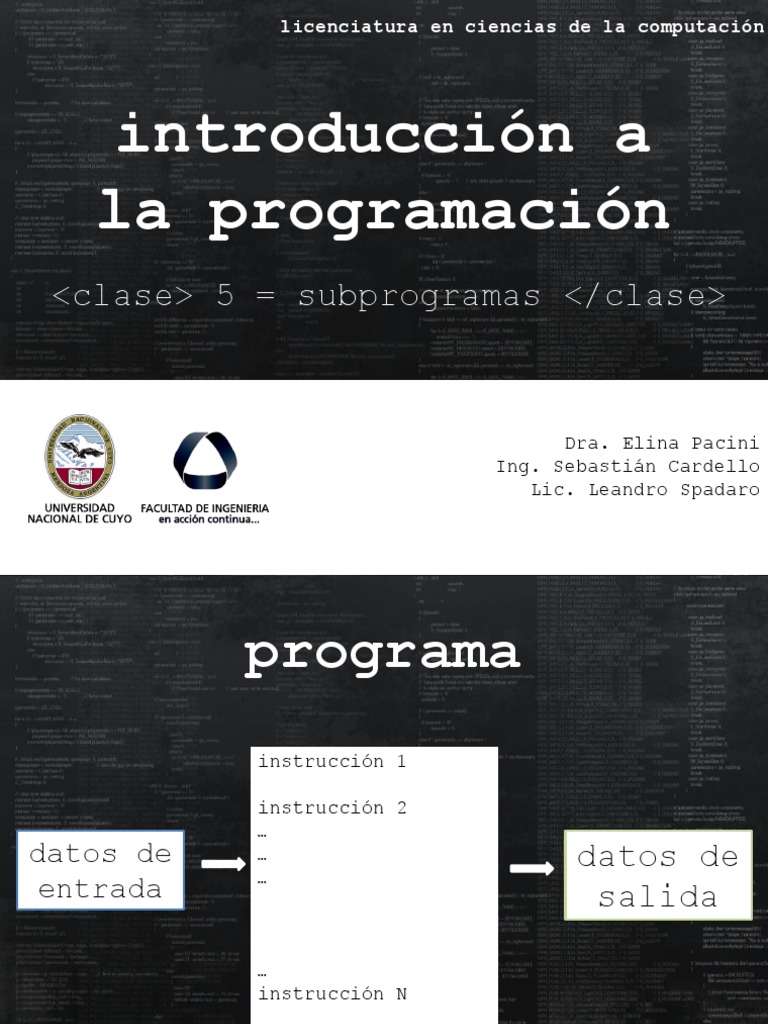 Introducción A La Programación - Clase 5 | PDF | División (Matemáticas) | Algoritmos