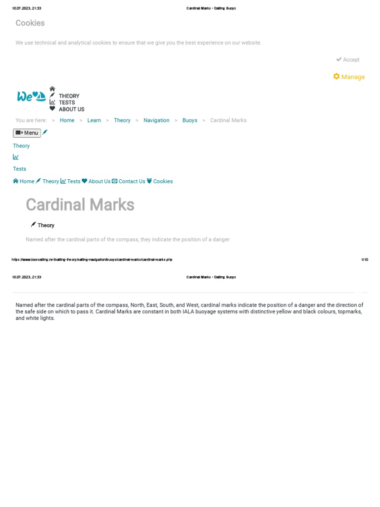Cardinal Marks - Sailing Buoys | PDF | Water Transport
