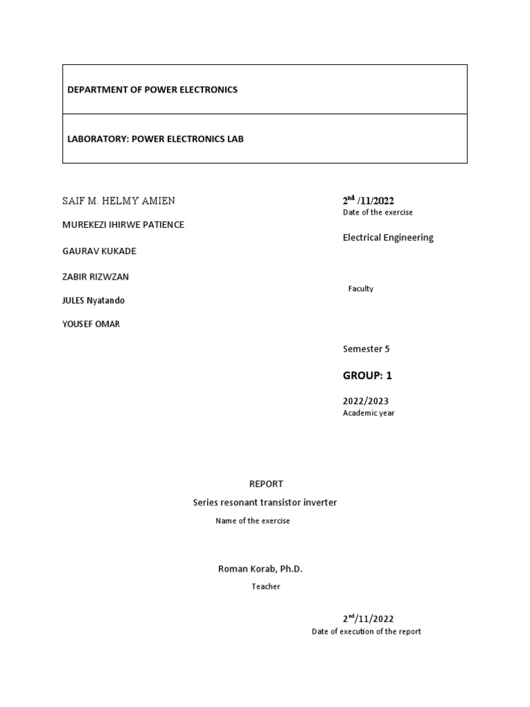 Power Electronics - LAB 3 | Download Free PDF | Power Electronics | Resonance