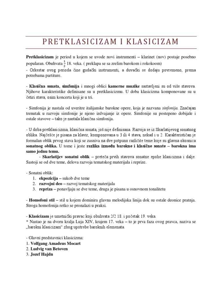 Pretklasicizam I Klasicizam | PDF