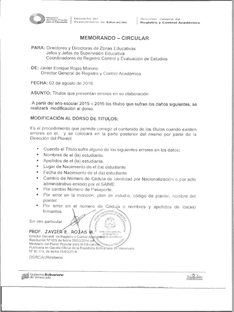 Circular Anulacion Titulos | PDF