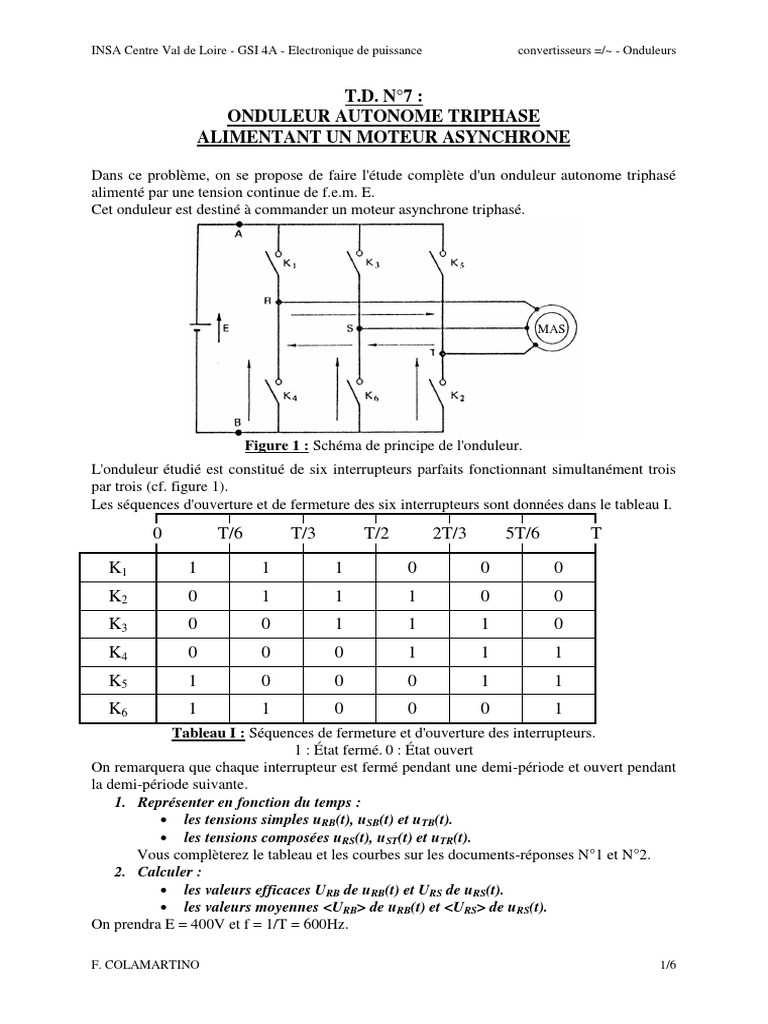 T.D. N°7: Onduleur Autonome Triphase Alimentant Un Moteur Asynchrone | PDF