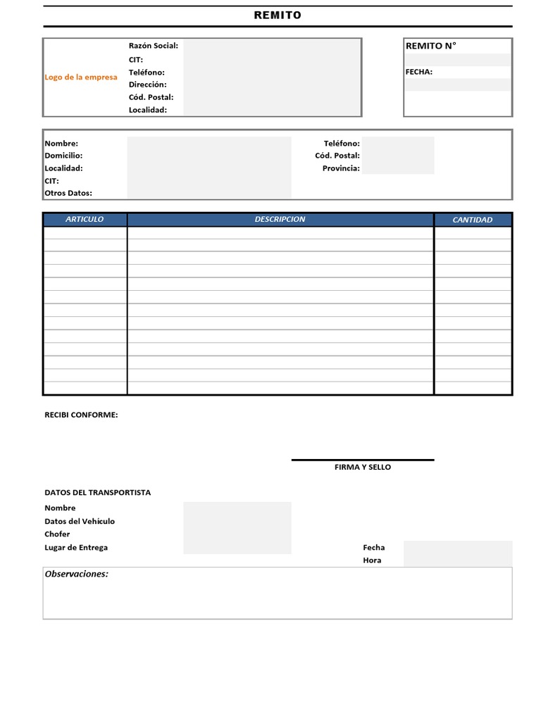 Remito Ejemplo | PDF