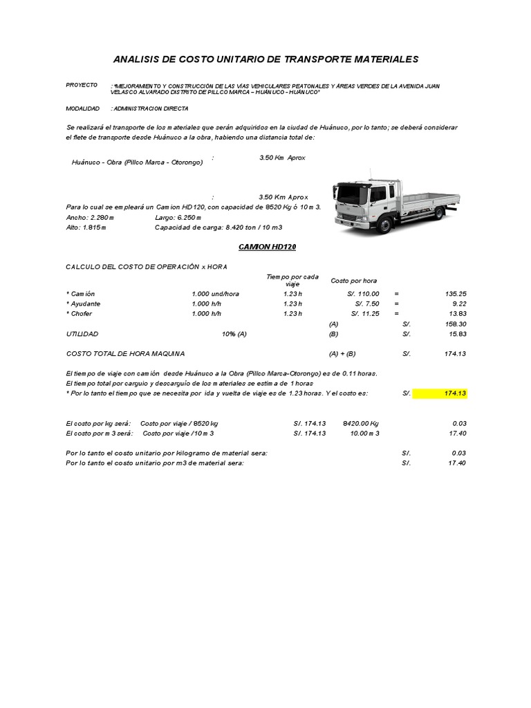 1.calculo de Flete Terrestre | PDF