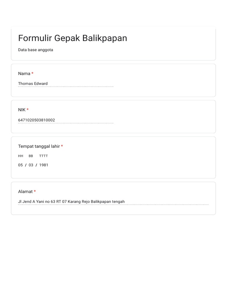 Formulir Gepak Balikpapan (3) | PDF