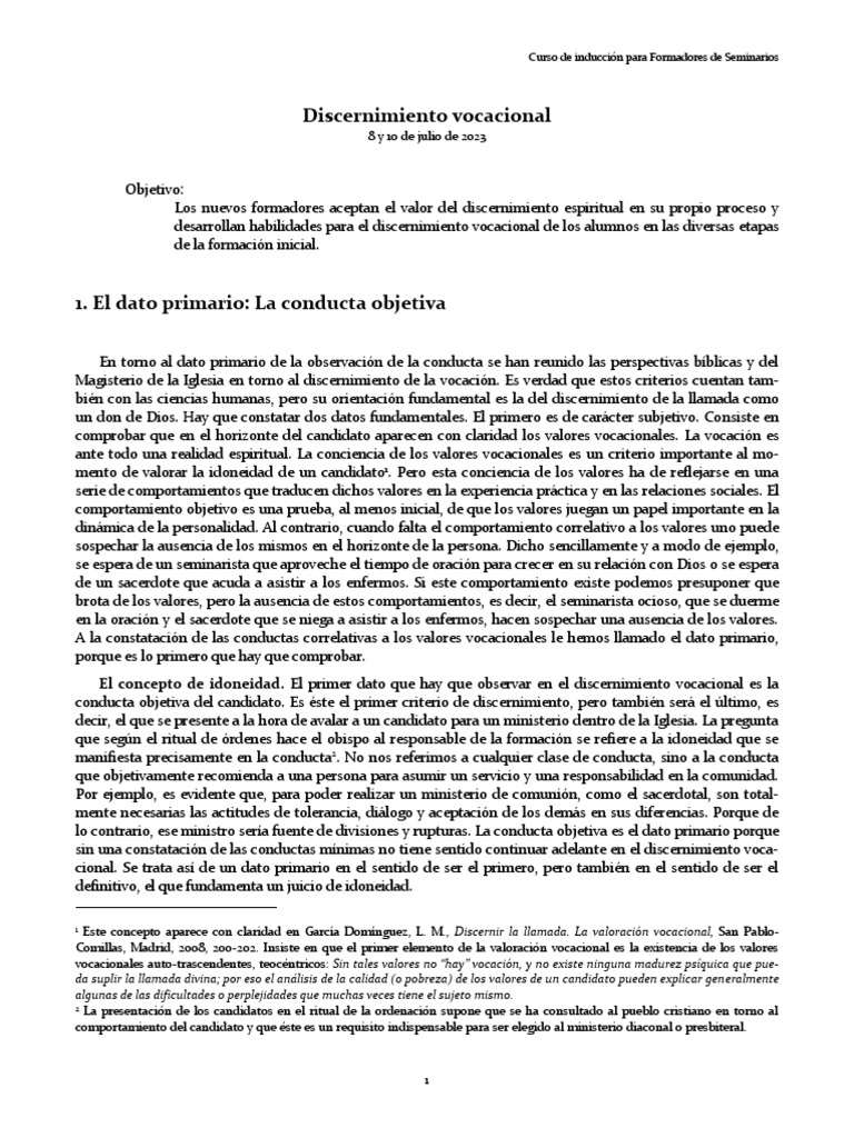 Discernimiento Vocacional en Formación | PDF | Jesús | Comportamiento