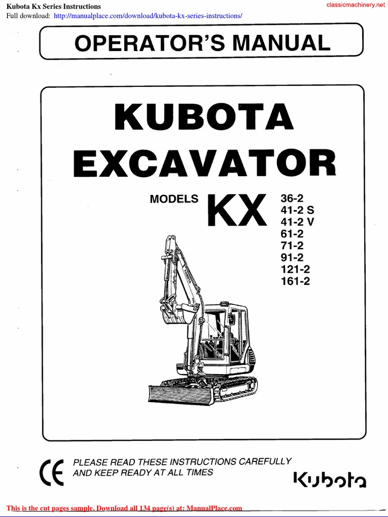 Kubota KX Series Instructions | PDF