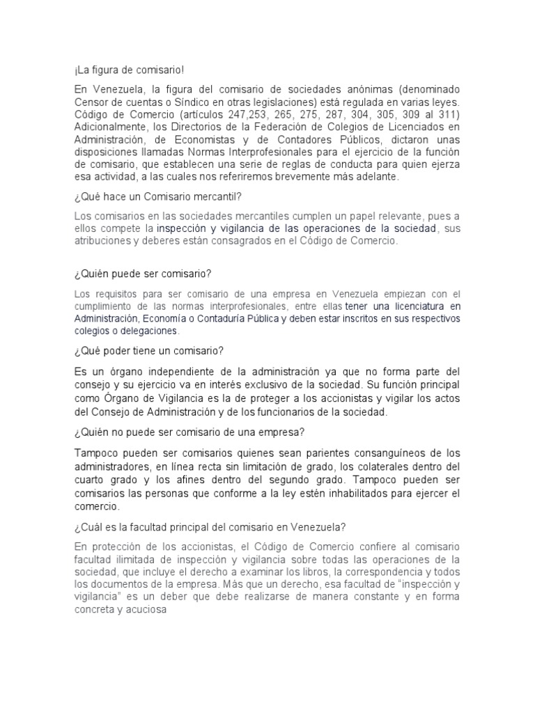 Comisario Mercantil | PDF | Contador | Gobierno