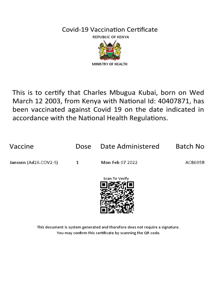 Vaccination Certificate | PDF