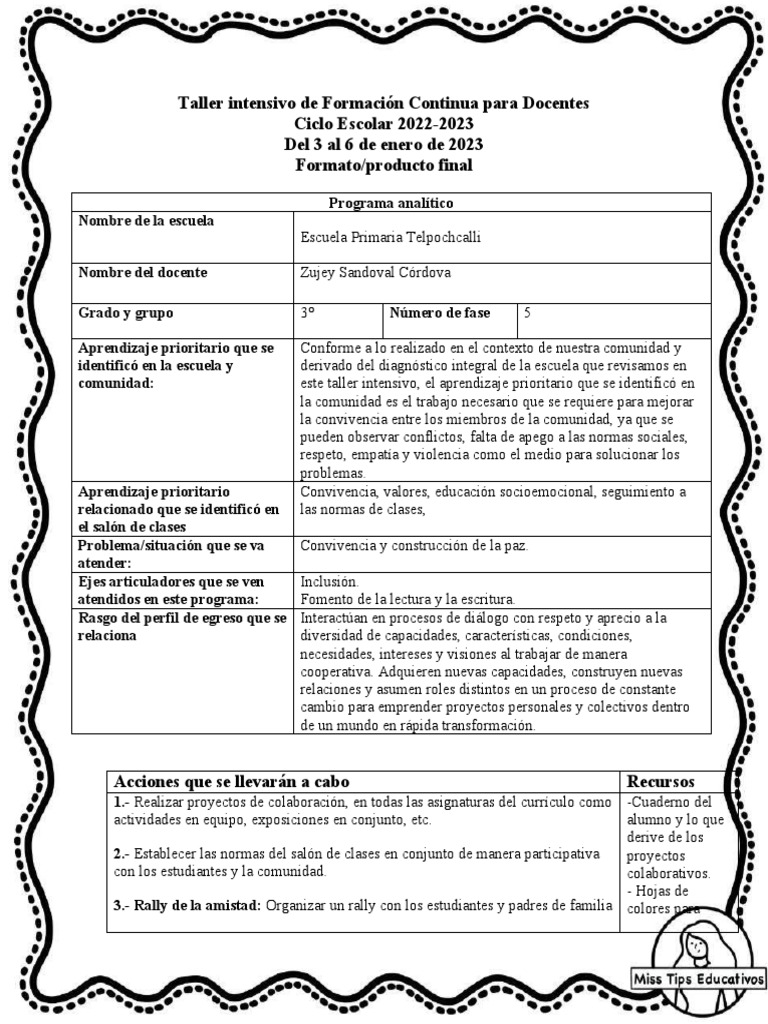 Programa Analítico Pdf Plan De Estudios Educación Primaria
