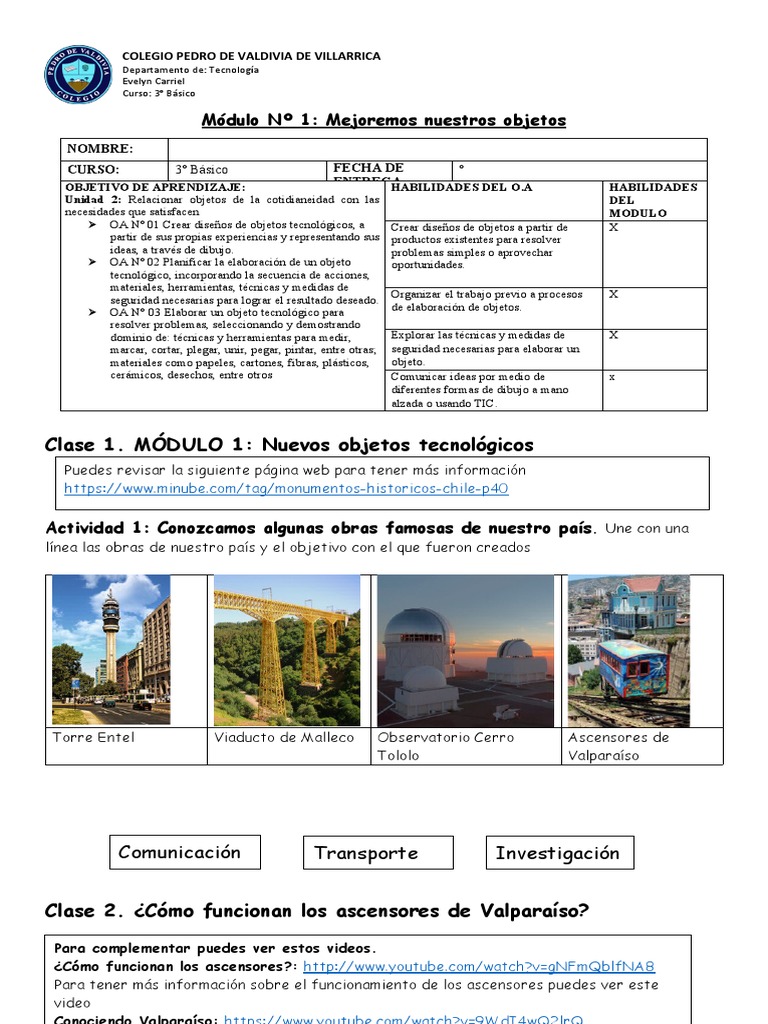 Tecnología Guía #1,2,3, 3° Básico - Do | PDF