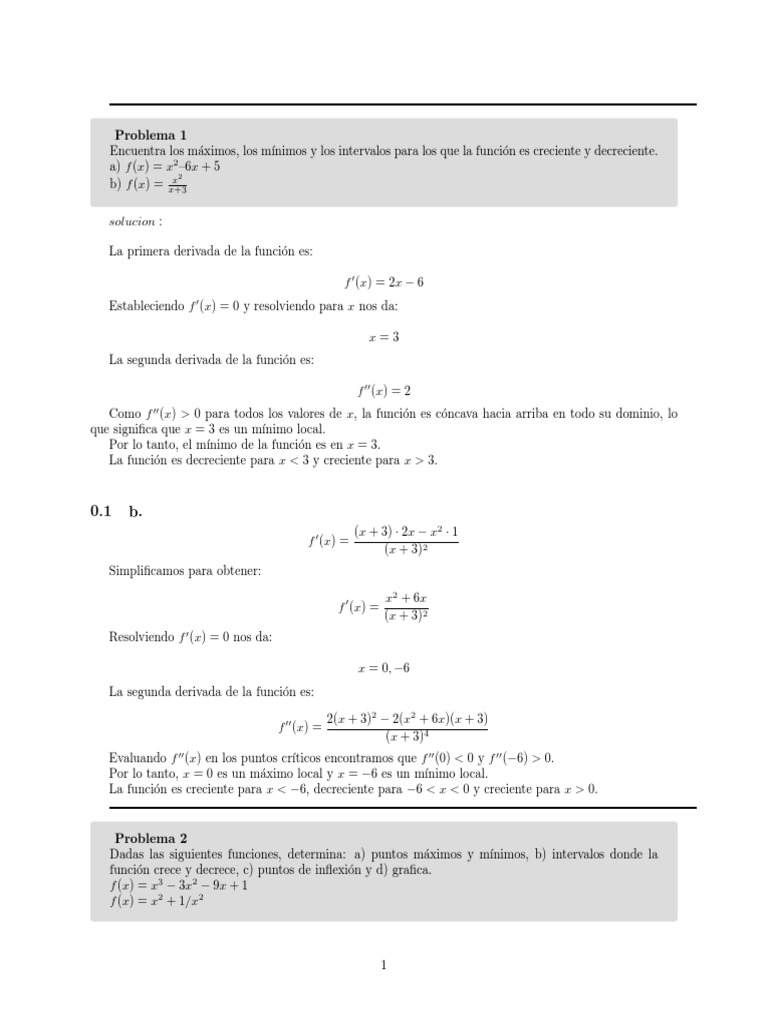 Análisis de Máximos y Mínimos en Funciones | PDF