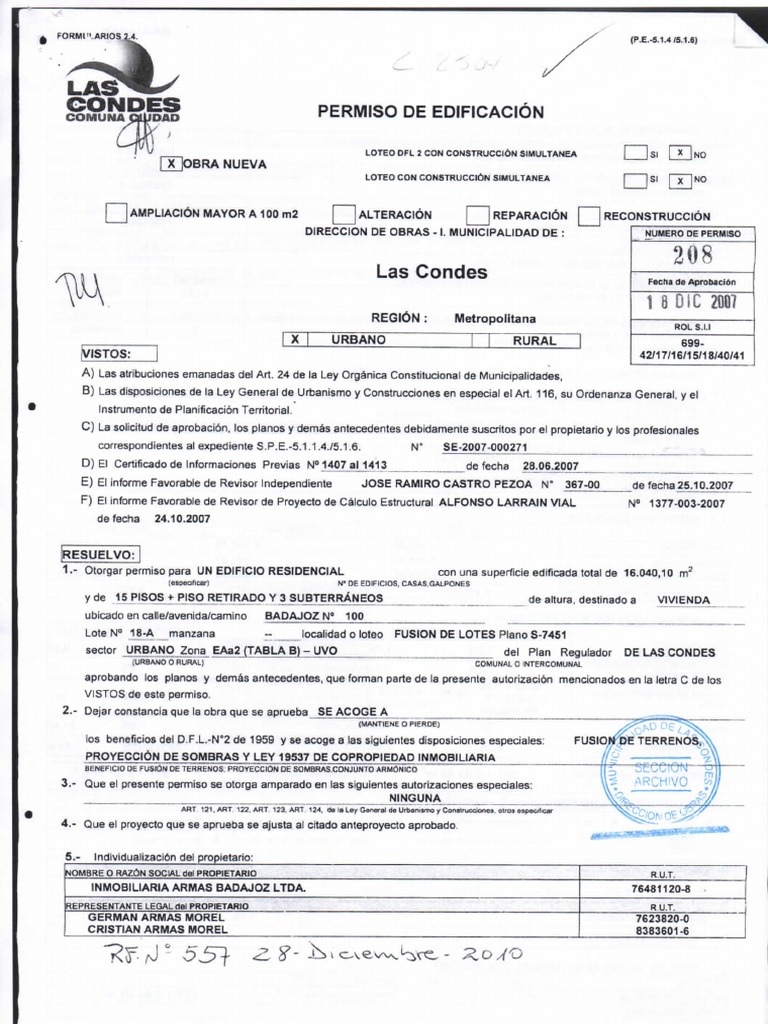 Permiso de Edificacion 071 | PDF