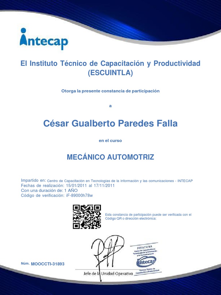 Diploma Intecap Original | PDF